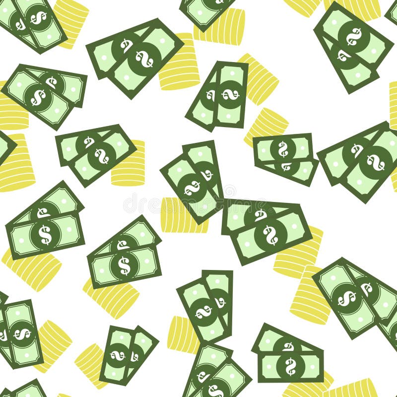 Cash Money Icon. Flat Image Money Vector Seamless Pattern on a White ...