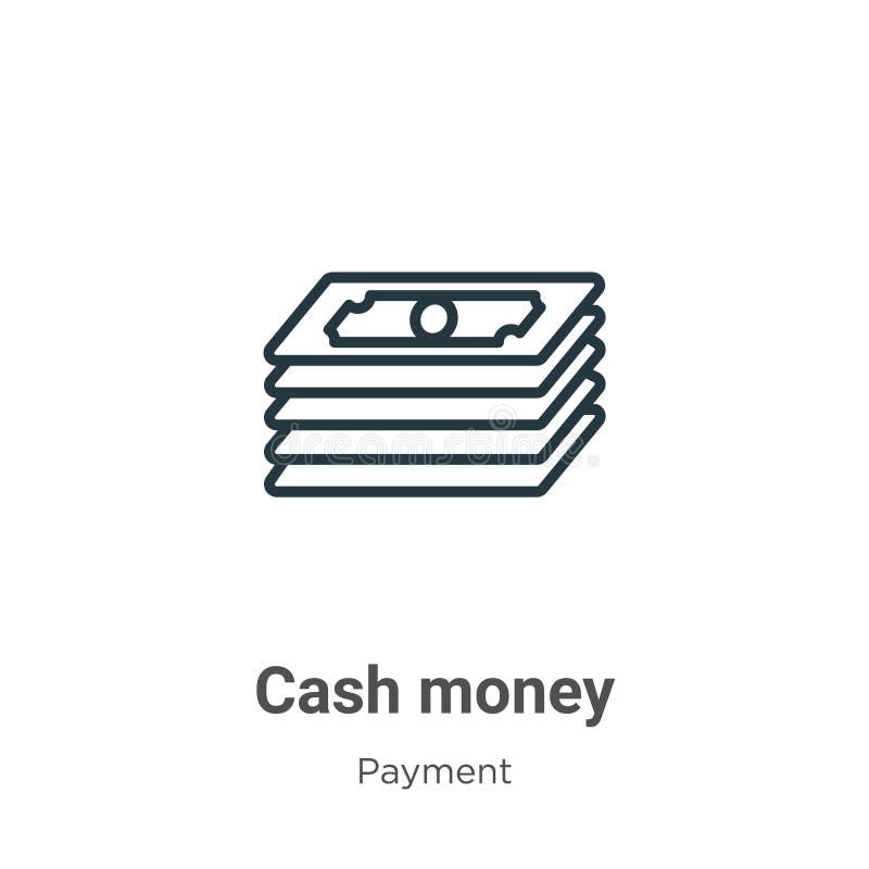 Cash Outline Vector Icon. Thin Line Black Cash Icon, Flat Vector Simple ...