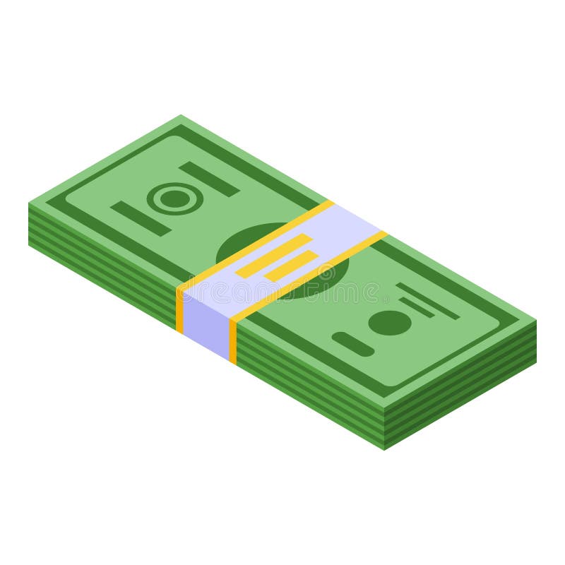 Cash Money Pack Icon, Isometric Style Stock Vector - Illustration of ...