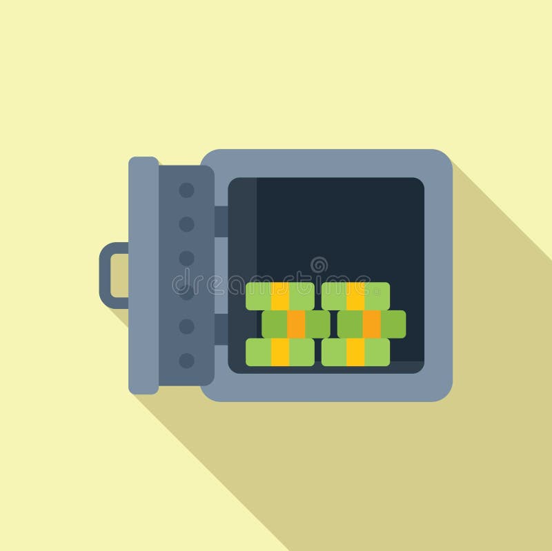 Cash Money in Secured Safe Icon Flat Vector. Key Locker Stock ...