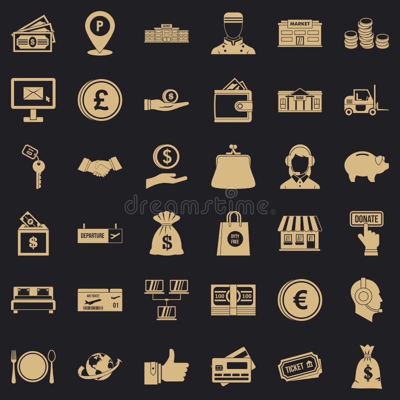 Cash Motivation Icons Set, Simple Style Stock Vector - Illustration of ...