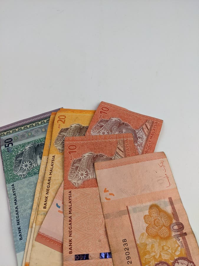 Cash Notes in Malaysia Ringgit with White Background Stock Photo ...