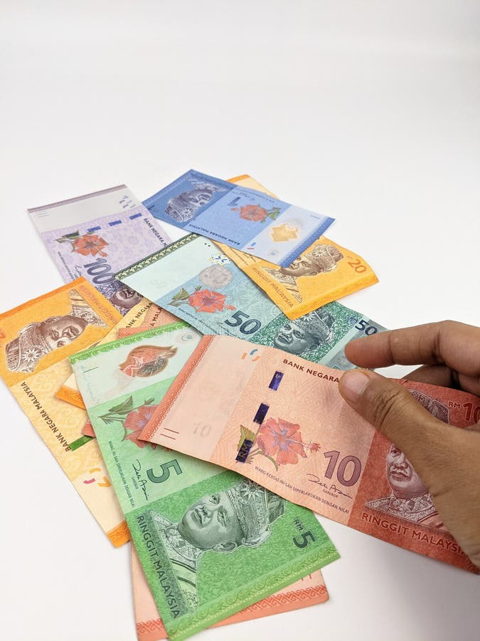 Cash Notes in Malaysia Ringgit with White Background Stock Photo ...