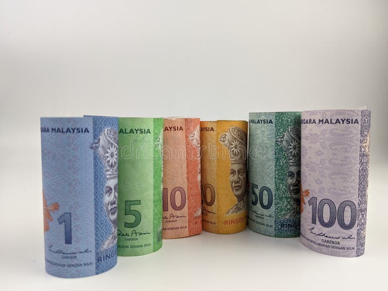 Cash Notes in Malaysia Ringgit with White Background Stock Photo ...