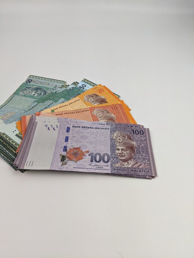 Cash Notes in Malaysia Ringgit with White Background Stock Photo ...