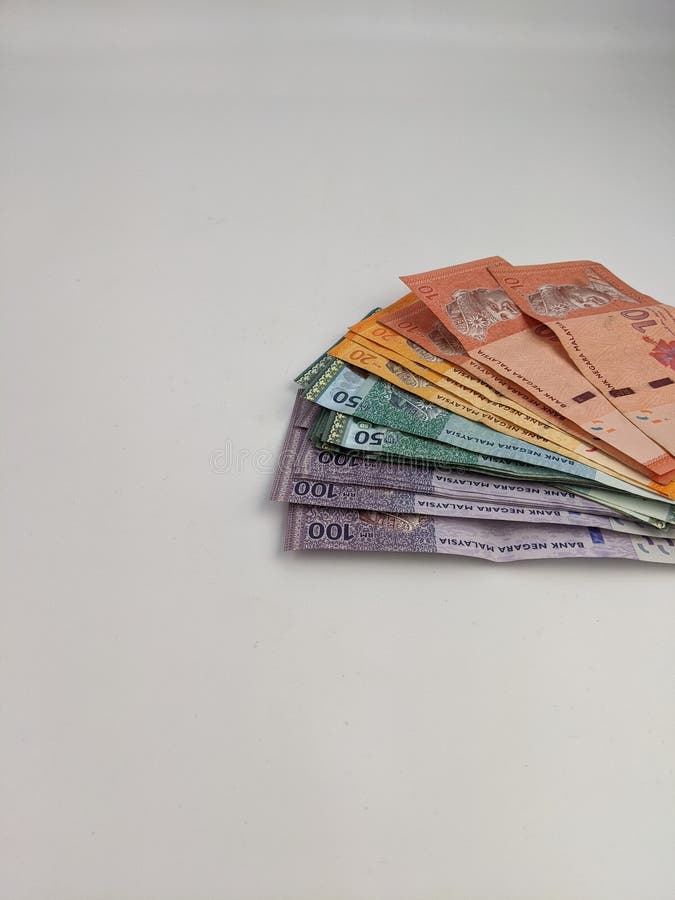 Cash Notes in Malaysia Ringgit with White Background Stock Photo ...