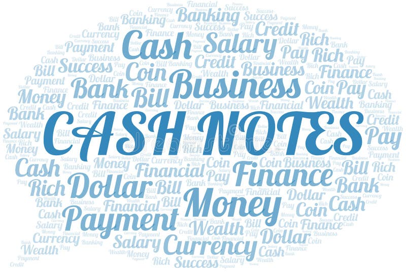 Cash Notes Typography Vector Word Cloud. Stock Illustration ...