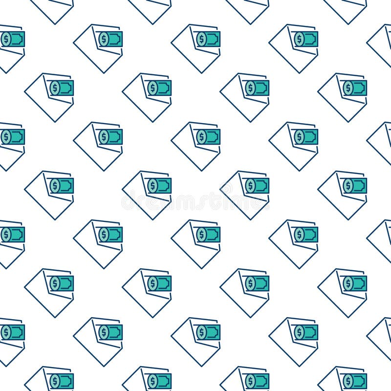 Cash in Open Envelope Vector Colored Seamless Pattern Stock ...