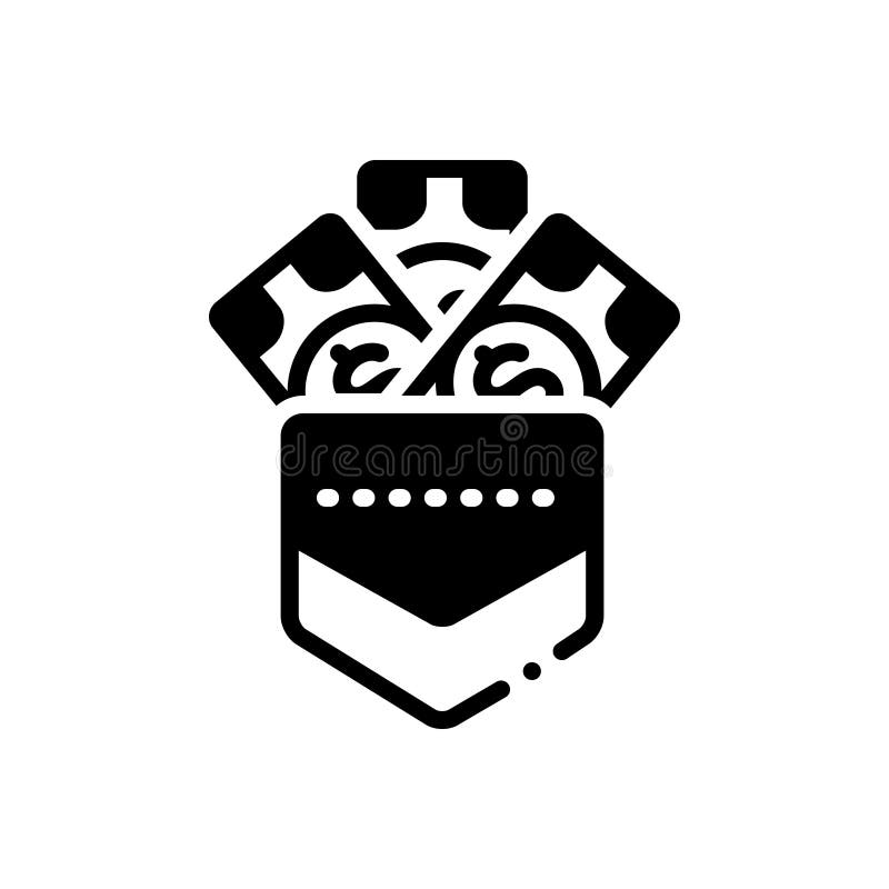 Black Solid Icon for Cash Out, Money and Pocket Stock Vector ...