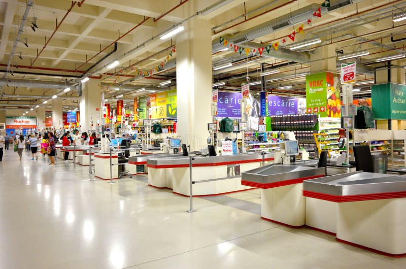 Cash Point in Auchan Hypermarket Store Editorial Photo - Image of ...
