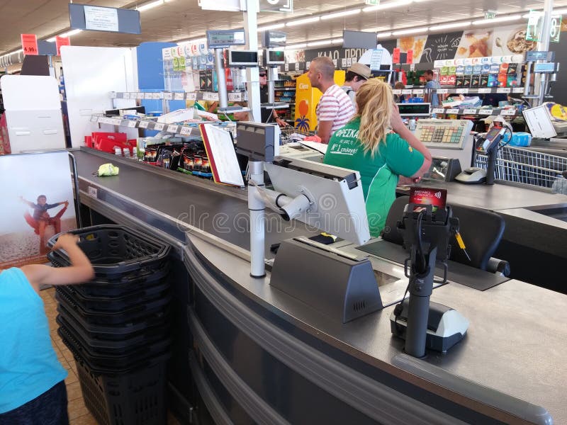 Cash Point in Auchan Hypermarket Store Editorial Photo - Image of ...