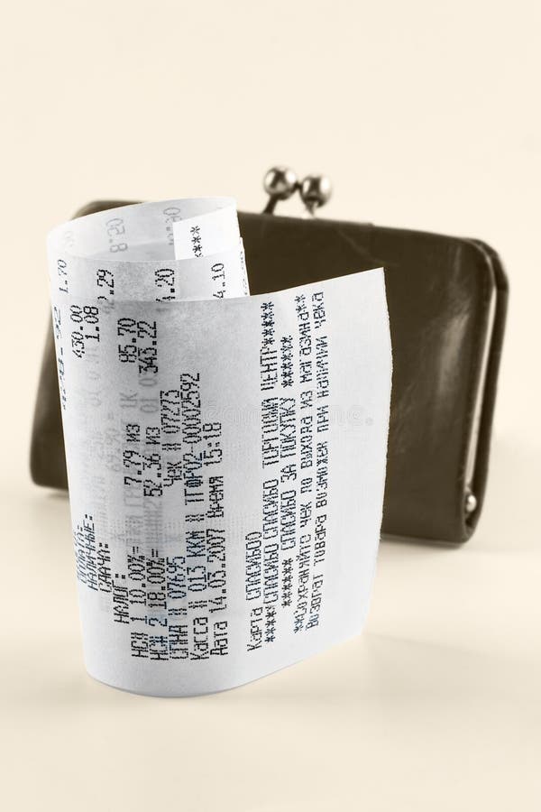 Cash Receipt on Background of a Purse Stock Photo - Image of ...