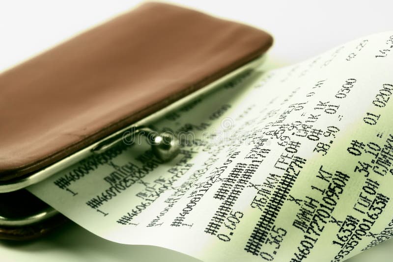 Cash Receipt on Background of a Purse Stock Photo - Image of background ...