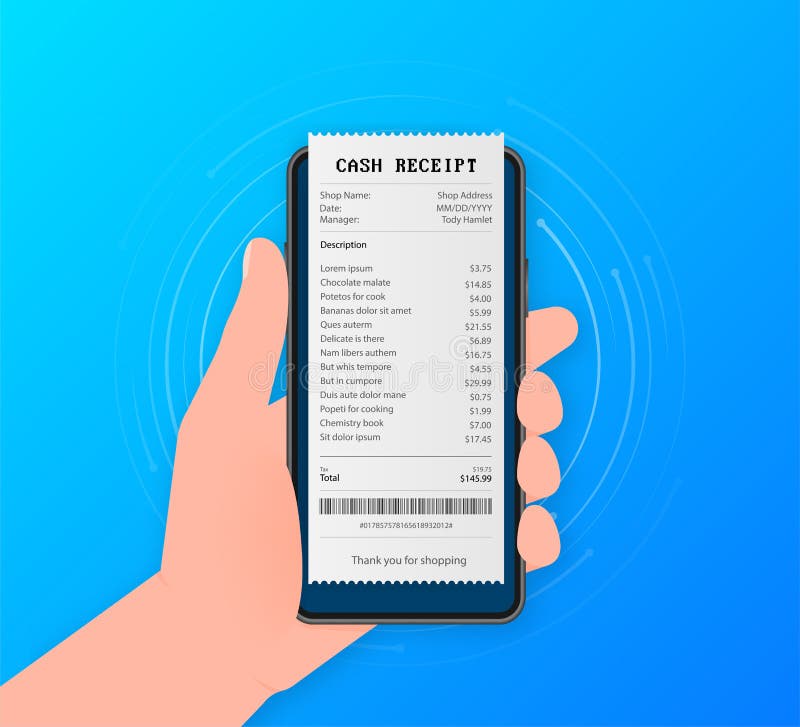 Cash Receipt Icon in a Flat Style Isolated. Invoice Sign Stock Vector ...