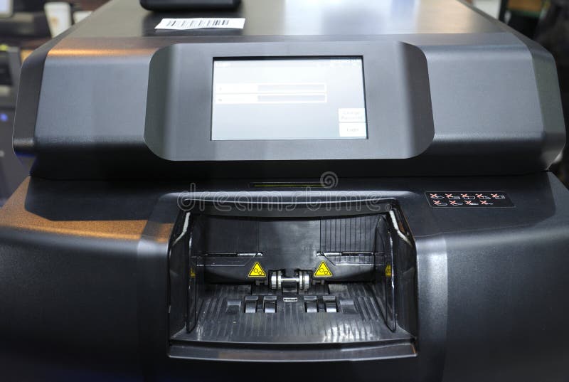 Cash Receiver of the Deposit Machine Set Ready for Work Stock Photo ...