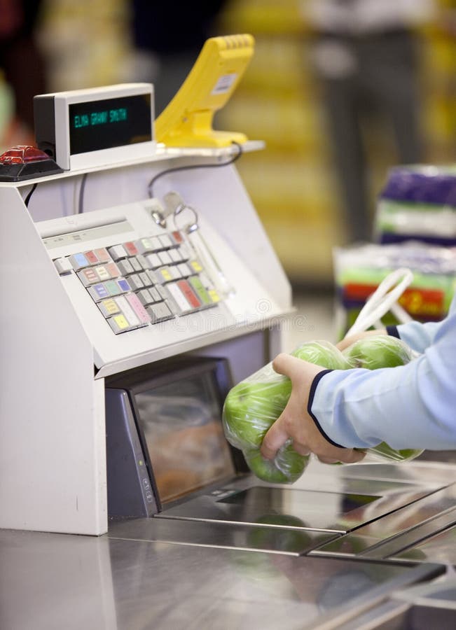 Shopkeeper and Saleswoman at Cash Register or Cash Desk Stock Photo ...