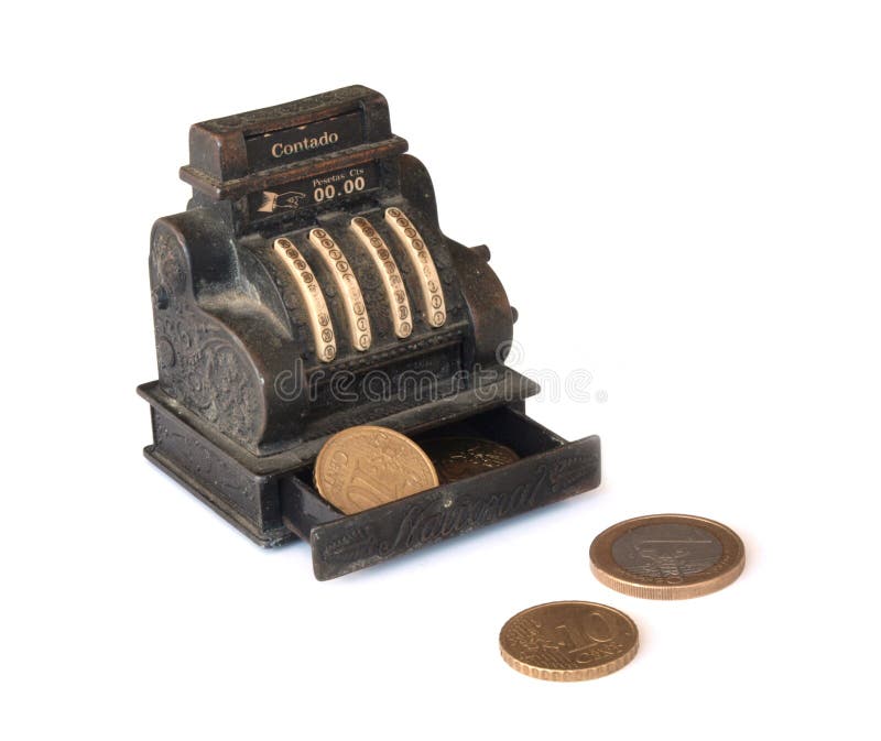 Vintage Cash Register Front View Stock Image - Image of retro ...