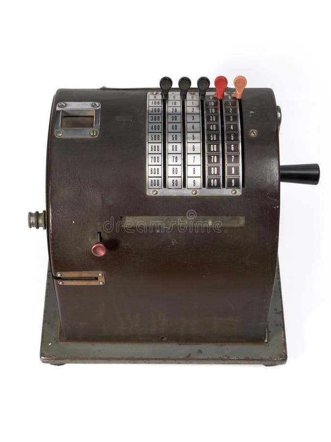 Vintage Cash Register Front View Stock Image - Image of retro ...