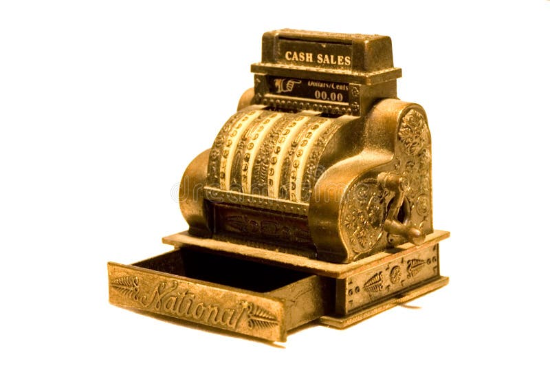 Vintage Cash Register Front View Stock Image - Image of retro ...