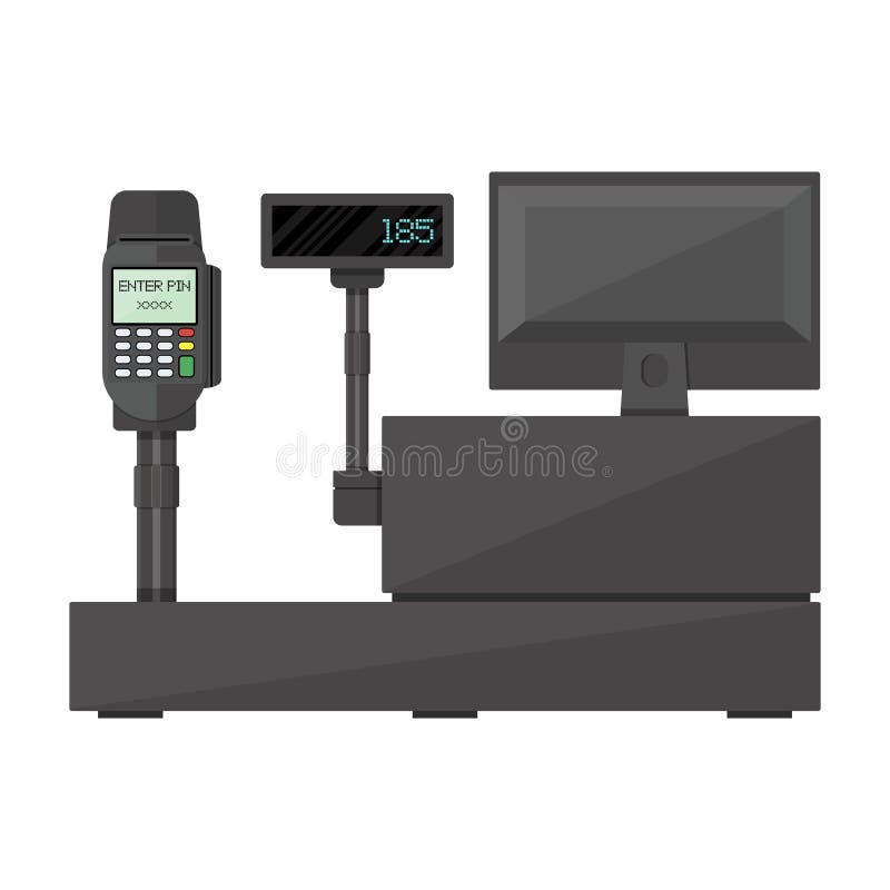 Cash Register with Display, Payment Terminal. Stock Vector ...