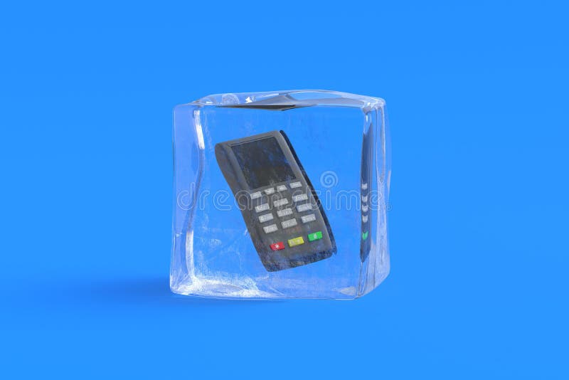 Cash register in ice cube stock illustration. Illustration of banking ...