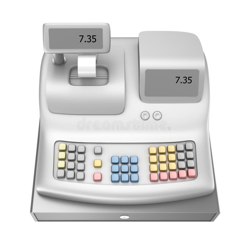 Cash register. Front view stock illustration. Illustration of keypad ...
