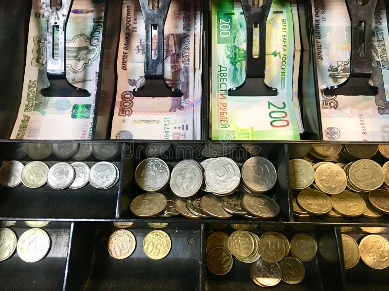 Cash register rubles stock photo. Image of bank, exchequer - 118865462