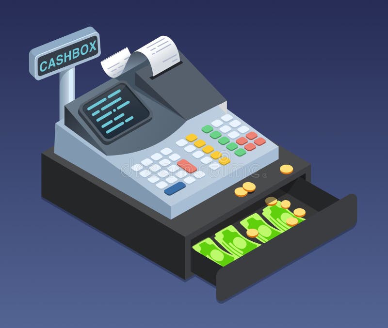 Cash Register with Open Drawer Full of Money Stock Illustration ...