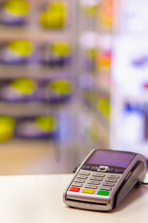 Cash Register POS Terminal for Payments in a Store Close-up Stock Photo ...