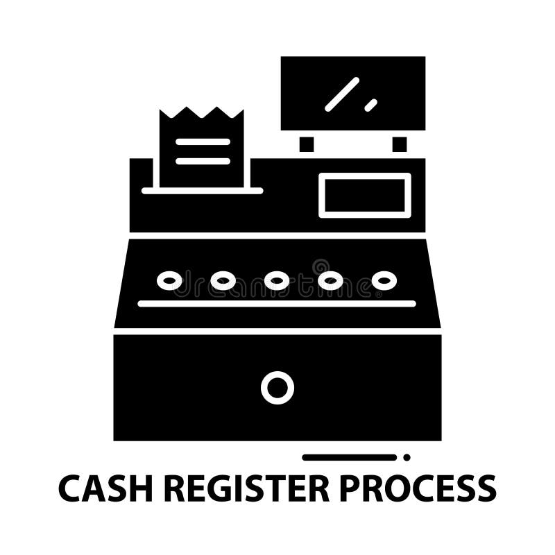 Cash Register Process Icon, Black Vector Sign with Editable Strokes ...