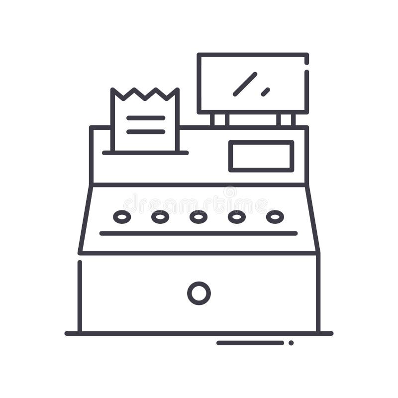 Cash Register Process Icon, Linear Isolated Illustration, Thin Line ...