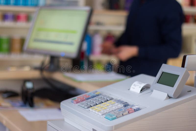 Cash Register in a Store: Customer is Paying Stock Image - Image of ...