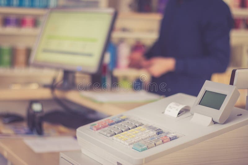 Cash Register in a Store: Customer is Paying Stock Photo - Image of ...
