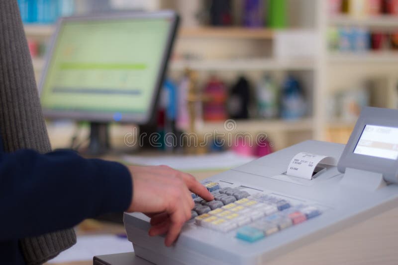 Cash register in a store stock photo. Image of point - 142085520