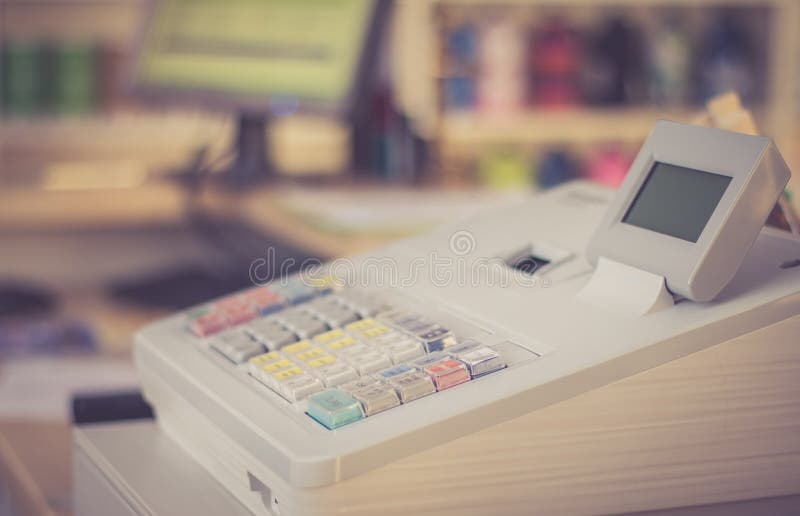 Cash register in a store stock image. Image of receipt - 142085573
