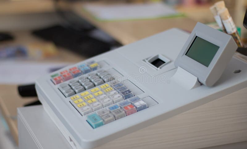 Cash register in a store stock photo. Image of checkout - 142085598