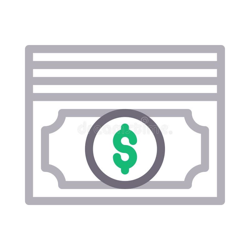 Cash Vector Color Line Icon Stock Vector - Illustration of address ...