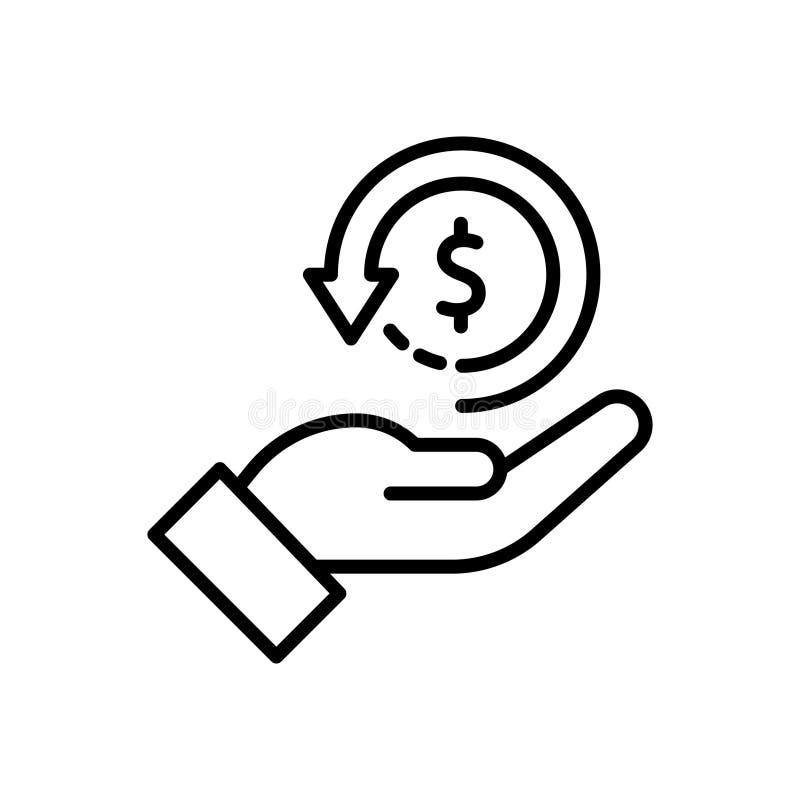 Cashback Money Back Return Dollar Coin Holding Hand Icon Stock Vector ...