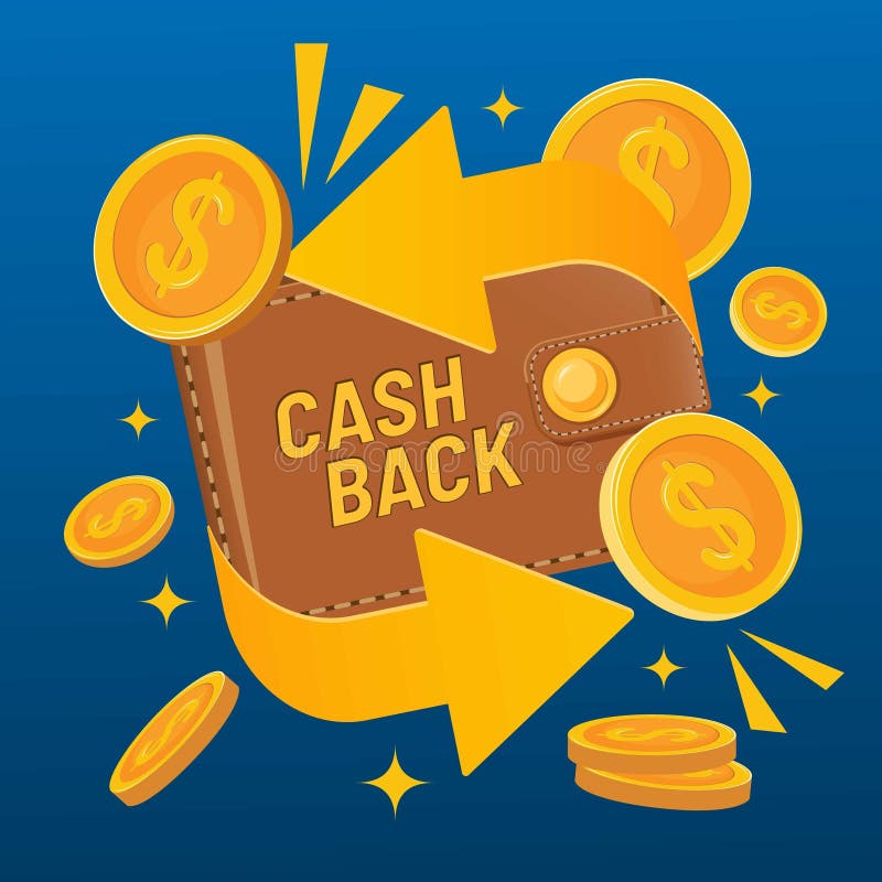 Cashback Promotion Banner with Wallet Vector Illustration, Coins and ...