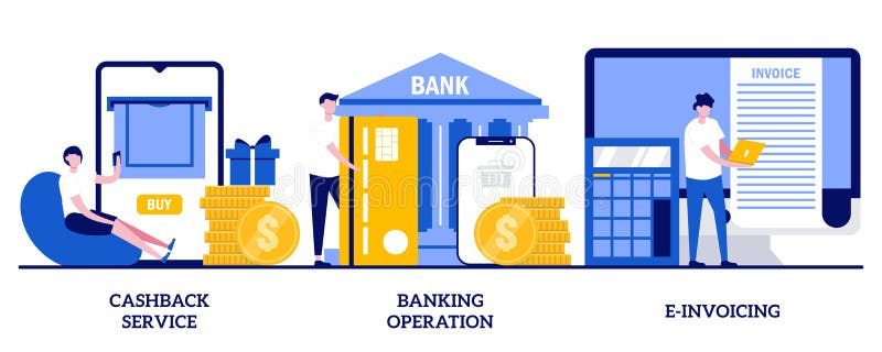 Cashback Service, Banking Operation, E-invoicing Concept with Tiny ...