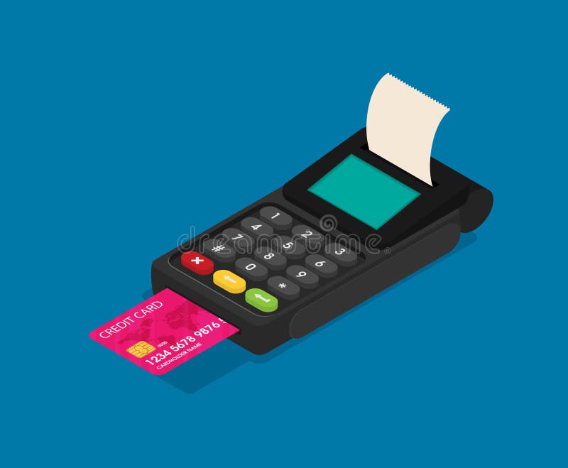 Cashbox Card Reader Vector Isometric Color Icon Stock Vector ...