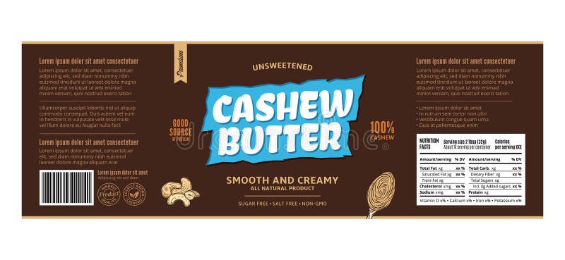 Cashew Butter Label and Packaging Design Template Stock Vector ...