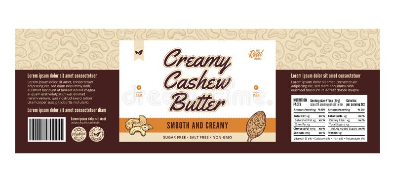 Cashew Butter Label and Packaging Design Template Stock Vector ...