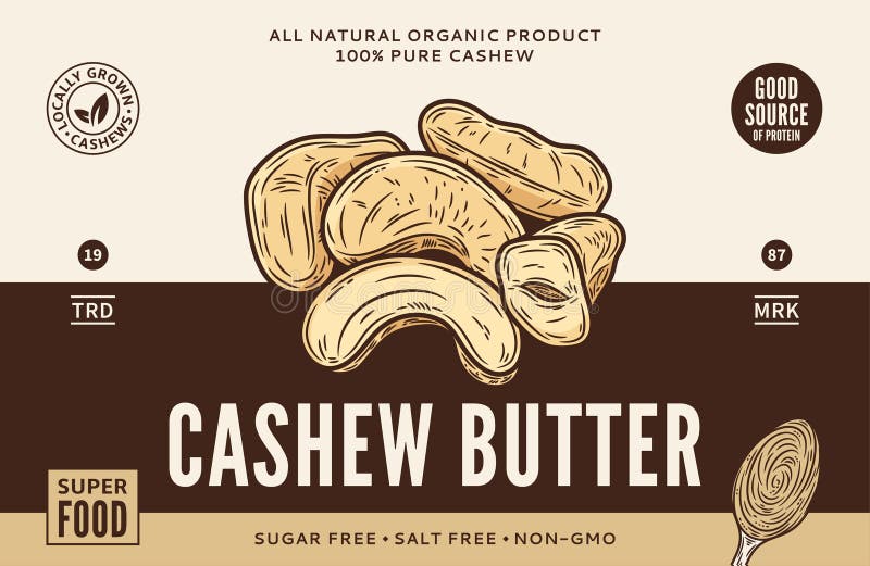 Cashew Butter Label and Packaging Design Template Stock Vector ...