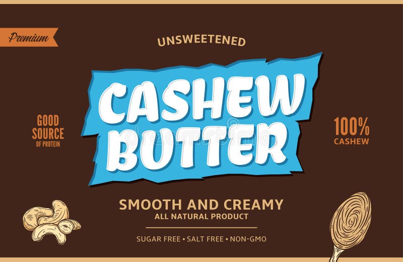 Cashew Butter Label and Packaging Design Template Stock Vector ...