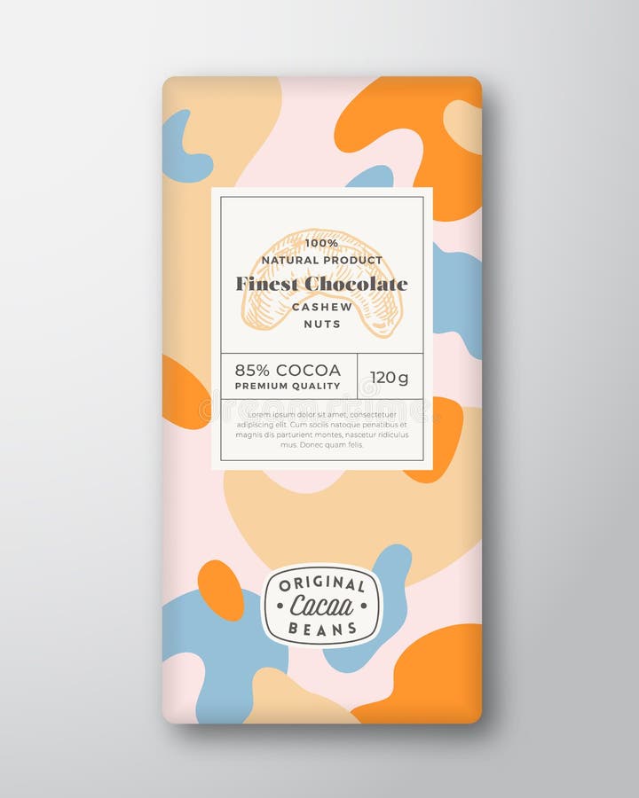 Cashew Chocolate Label Abstract Shapes Vector Packaging Design Layout ...