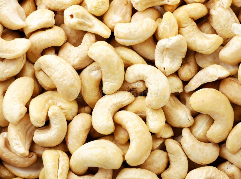 Cashew Kernel Closeup Background. View of the Top. Stock Image - Image ...