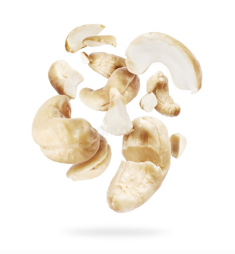 Cashew Nuts Crushed into Many Pieces Close-up Isolated on White ...