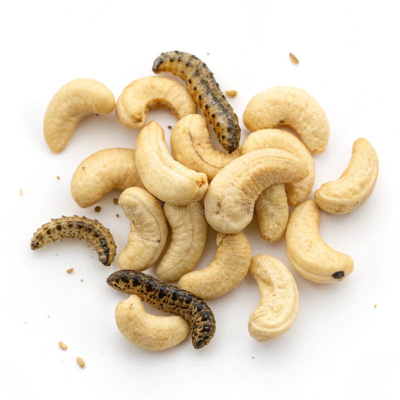 Cashew Nuts Infested with Caterpillar Isolated on Transparent ...