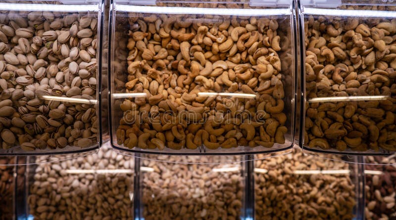 Cashew nuts in a store.. stock image. Image of ingredient - 262659389